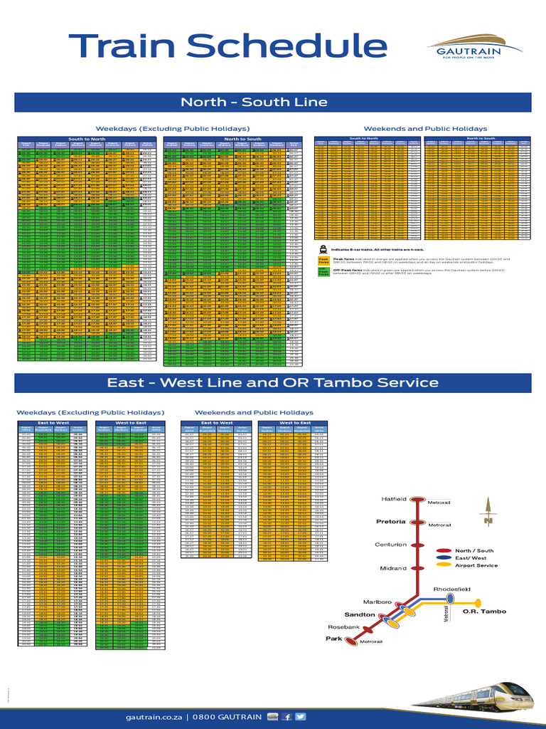 Gautrain Schedule Overview 2025 | PDF | Johannesburg | Land Transport