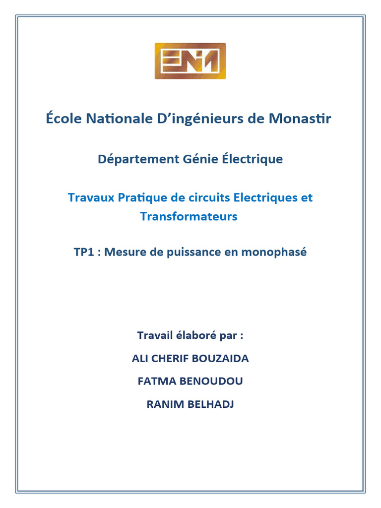 Tp1 Mesure de Puissance en Monophasé | PDF | Ordinateurs