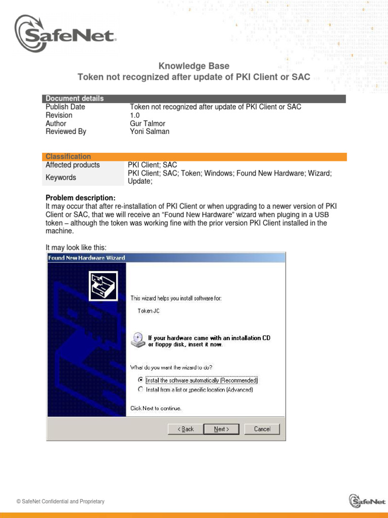Token Not Recognized After Update of PKI Client or SAC | PDF | Windows ...
