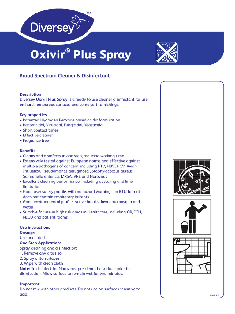 Oxivir Plus Spray: Broad Spectrum Cleaner & Disinfectant | PDF ...