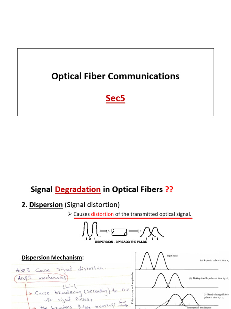 Sec5 Optical Fiber | PDF | Dispersion (Optics) | Optical Fiber