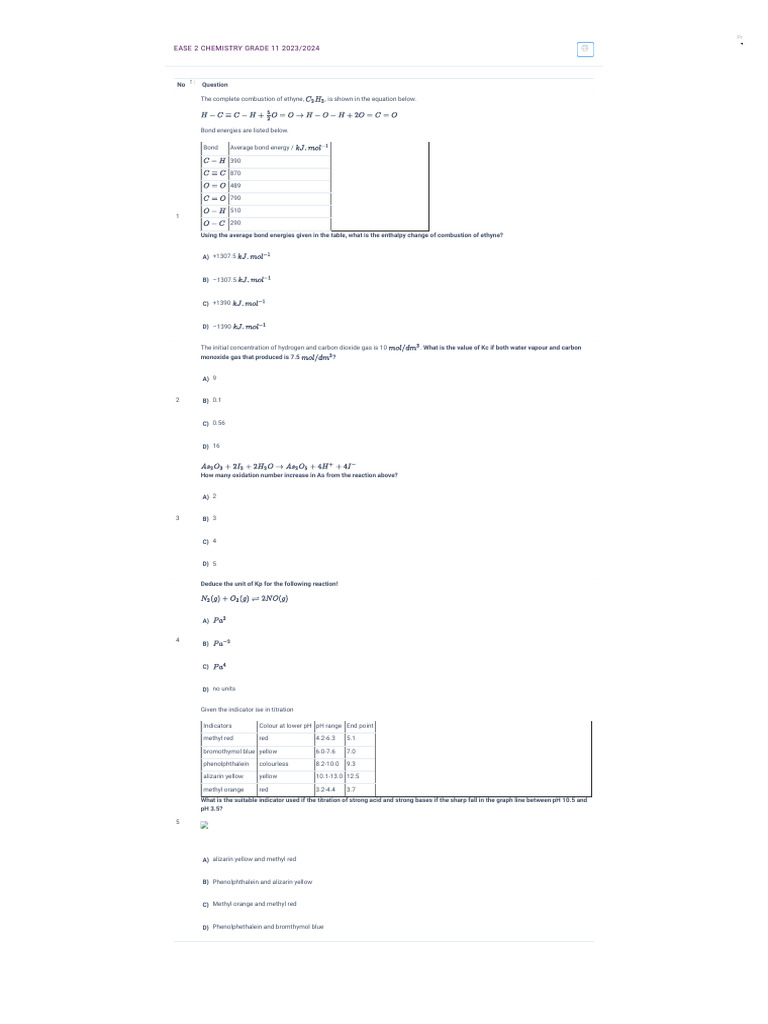 EASE 2 Chemistry Grade 11 | PDF | Gases | Chemical Reactions