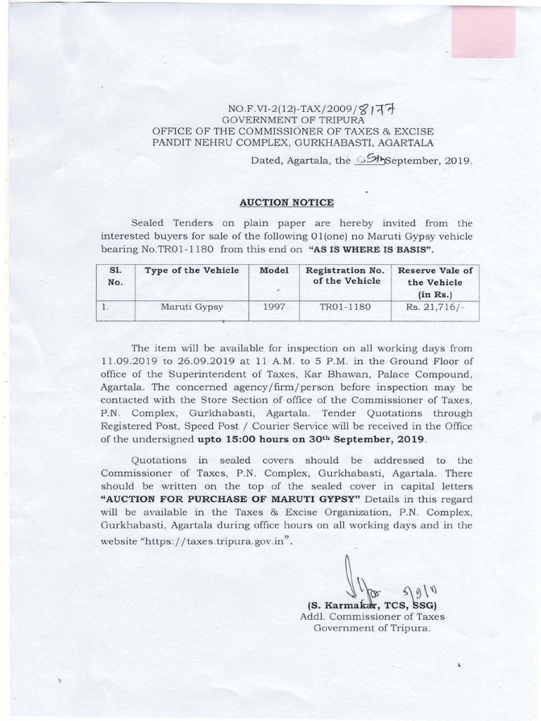 Notice For Auction Sale - 0 | PDF | Money | Auction