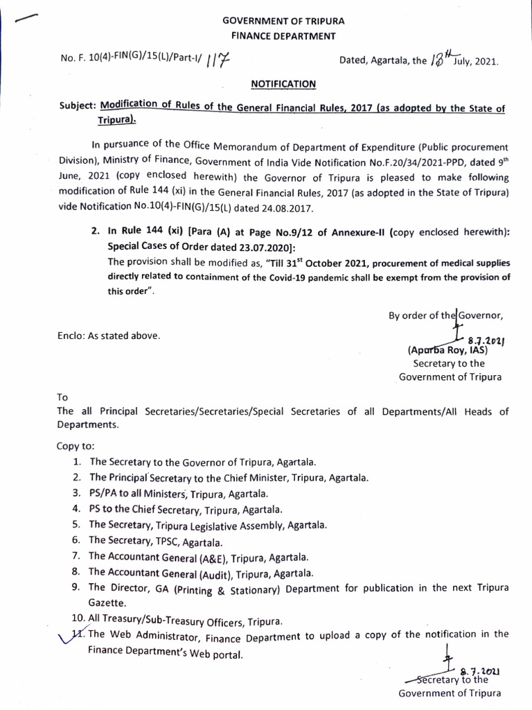 Memo Modification of GFR | PDF | Government | Governance