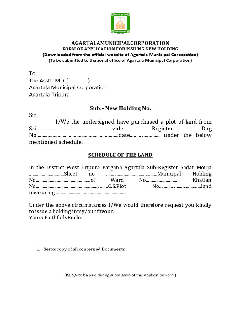 New Holding Form | PDF