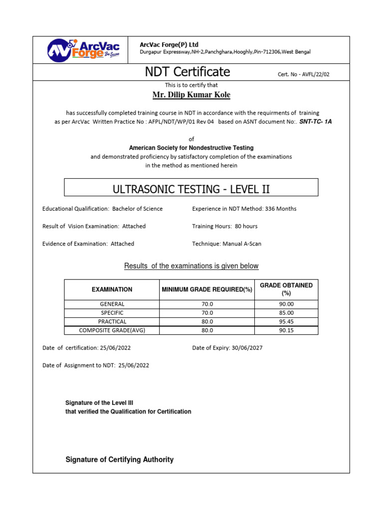 Dilip and Siddartha Ut Cert | PDF | Nondestructive Testing | Mechanical ...