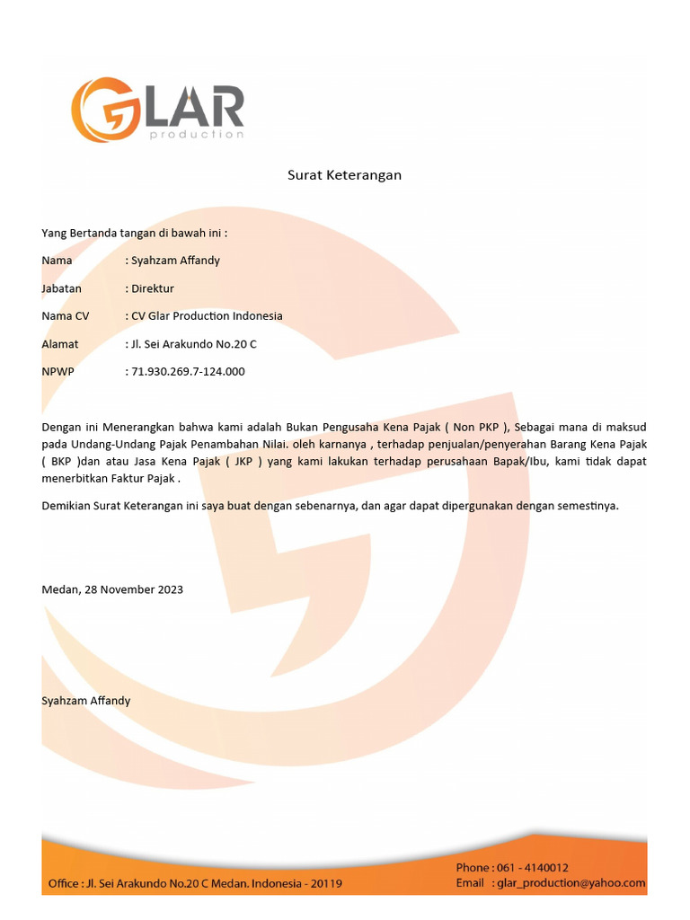 Surat Keterangan Penunjukan Rek | PDF