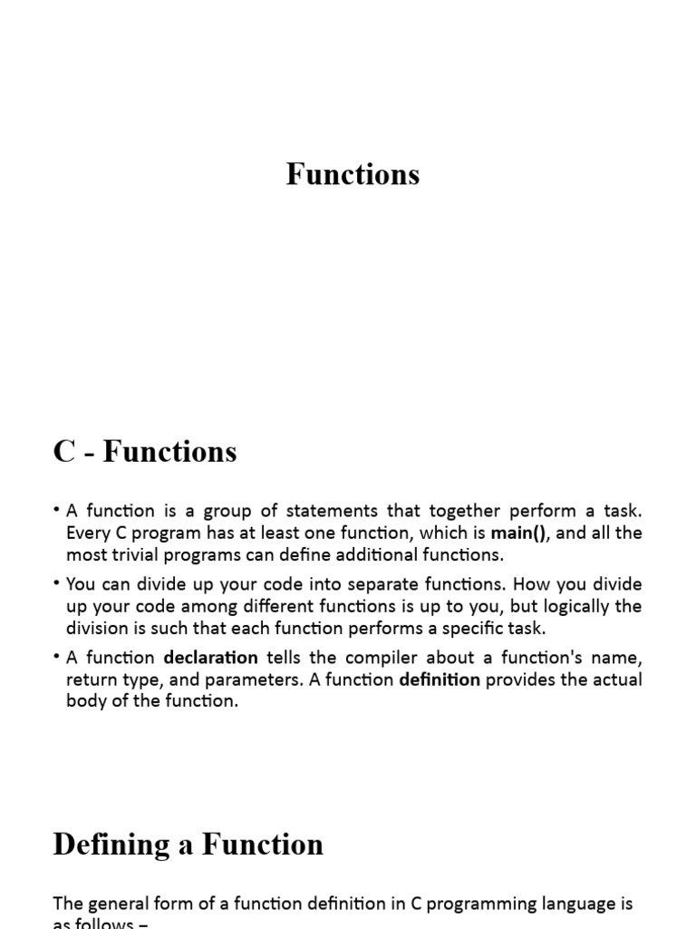 Functions Pdf Parameter Computer Programming Variable Computer Science