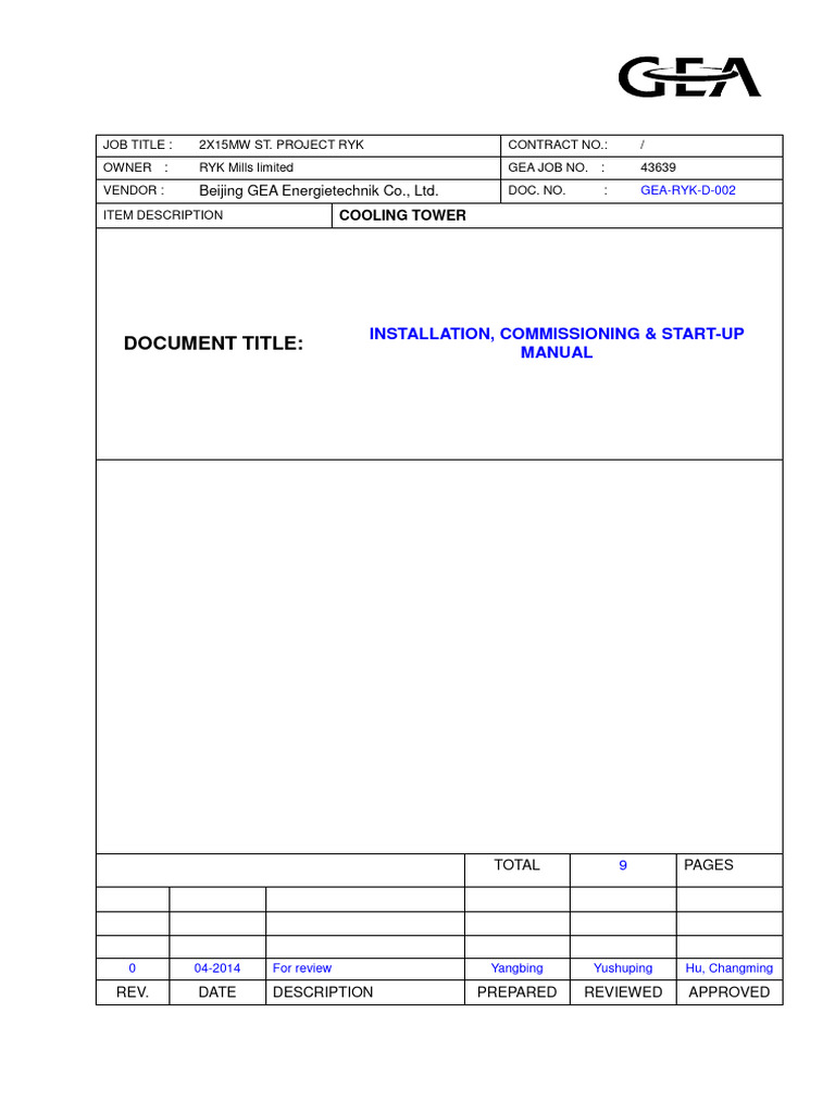 Installation, commissioning & start-up procedure | PDF | Physical ...