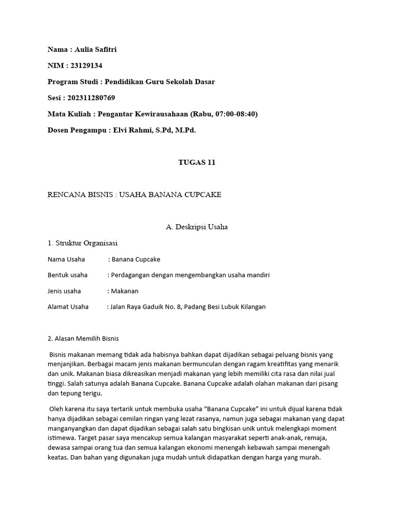 Proposal Bisnis Plan | PDF