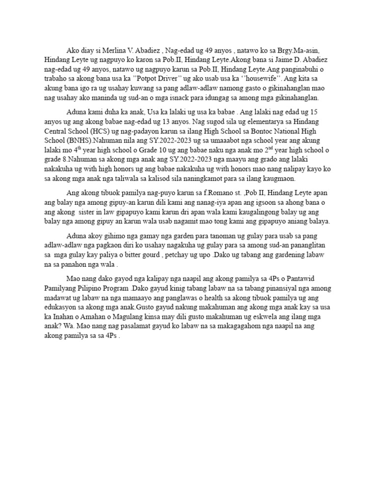 Talambuhay In English