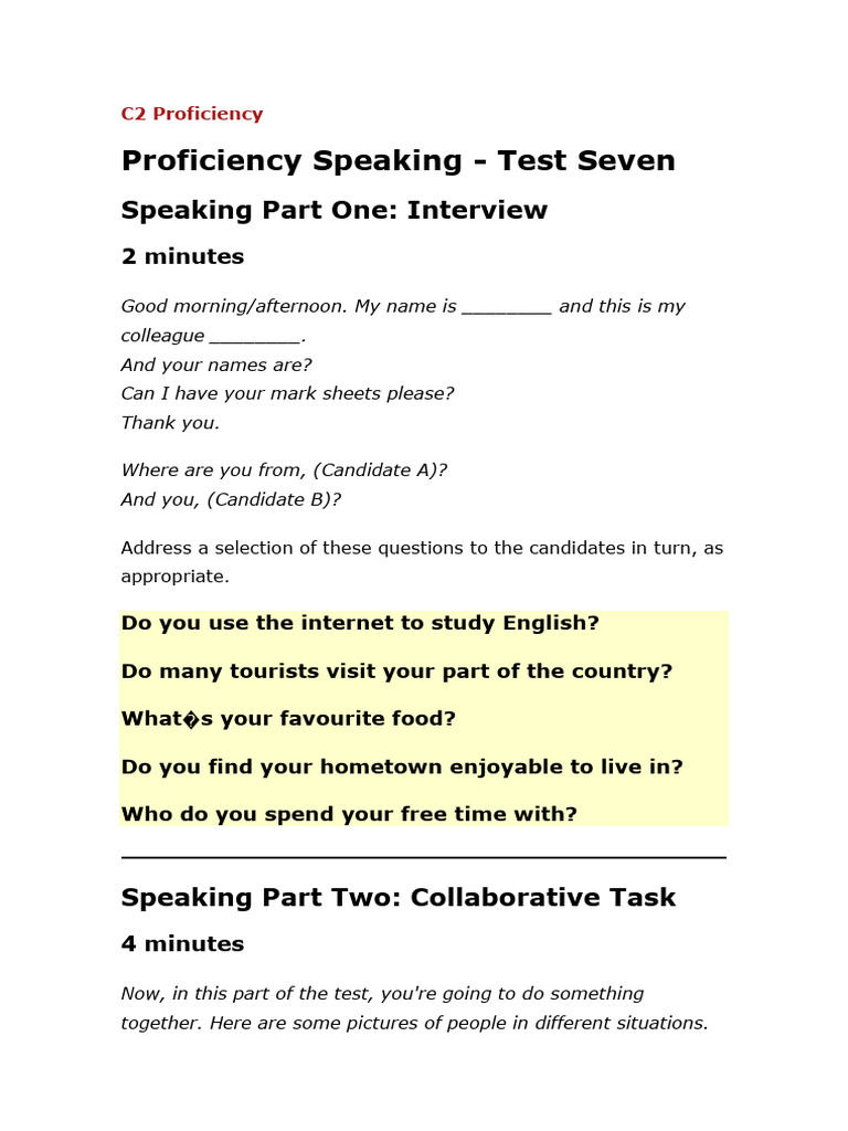 C2 Speaking Test 7 | PDF