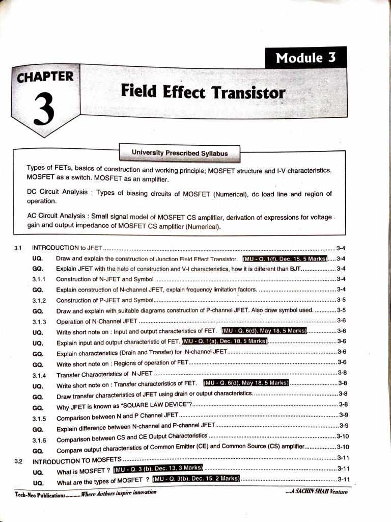 Module 2 FET Transistor | PDF | Field Effect Transistor | Mosfet