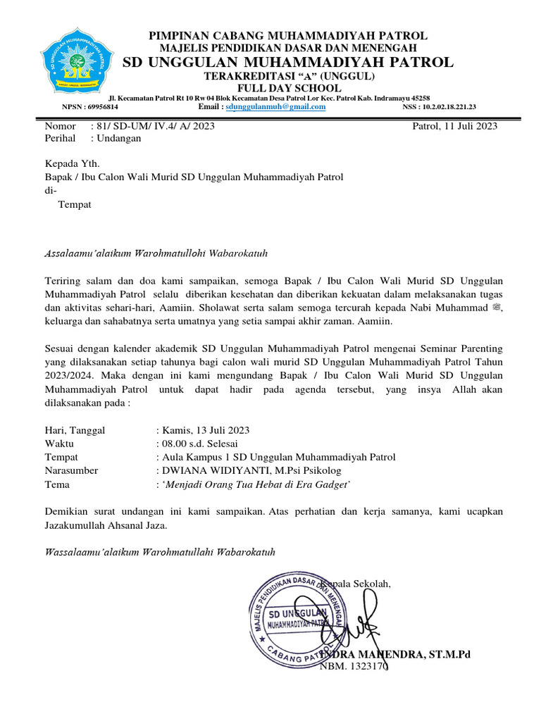 Undangan Seminar Parenting PPDB 2324 | PDF | Kesehatan Holistik | Gaya Hidup