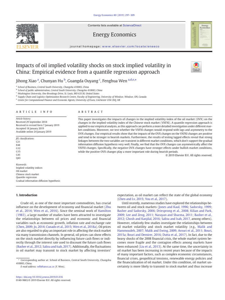 Impacts of oil implied volatility shocks on stock implied volatility in ...