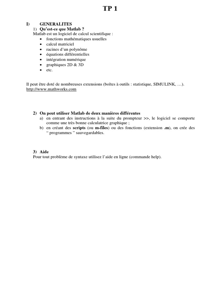 TP1 Matlab | PDF