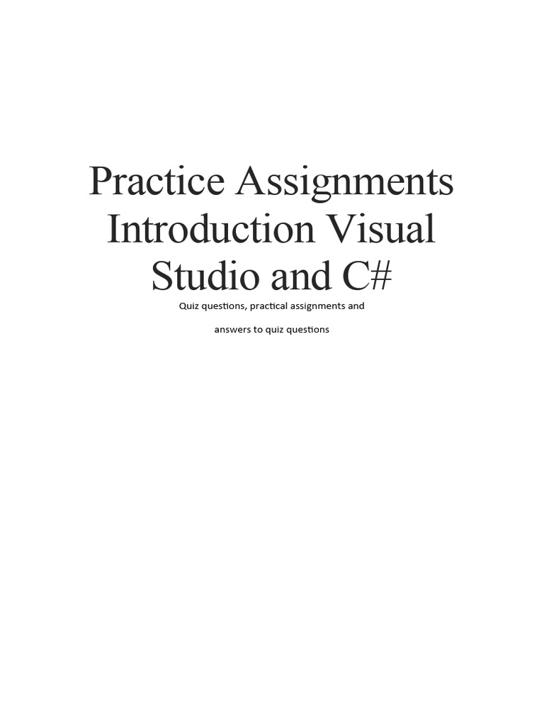 01 - CO - Introduction To Visual Studio and C# - PracticeAssignments ...