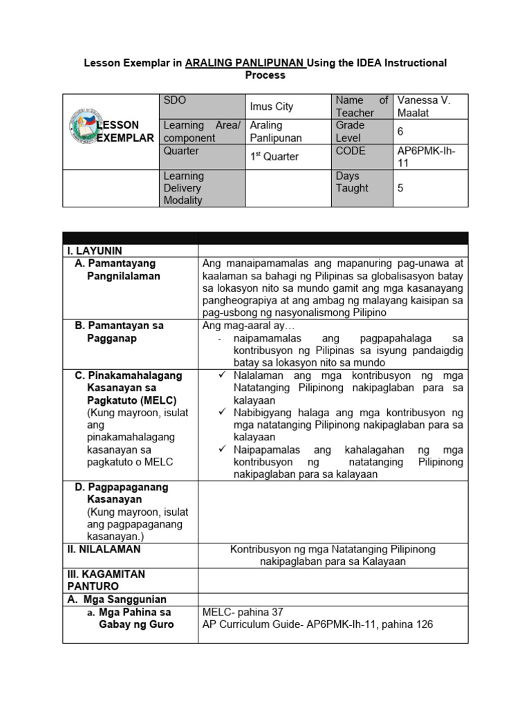 Le Ap6 Q1 W7 | PDF