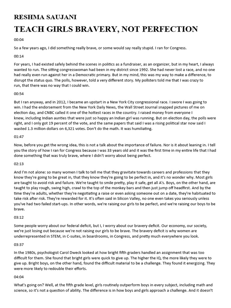 Teach Girls Bravery, Not Perfection | PDF