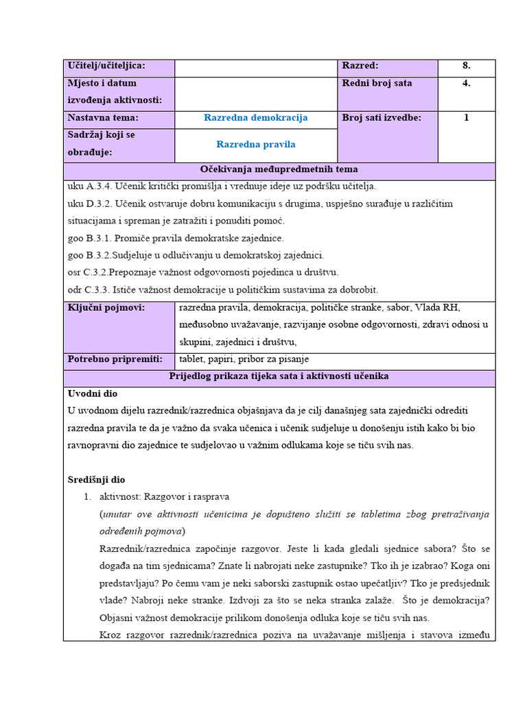 04 Razredna Pravila - Priprema | PDF
