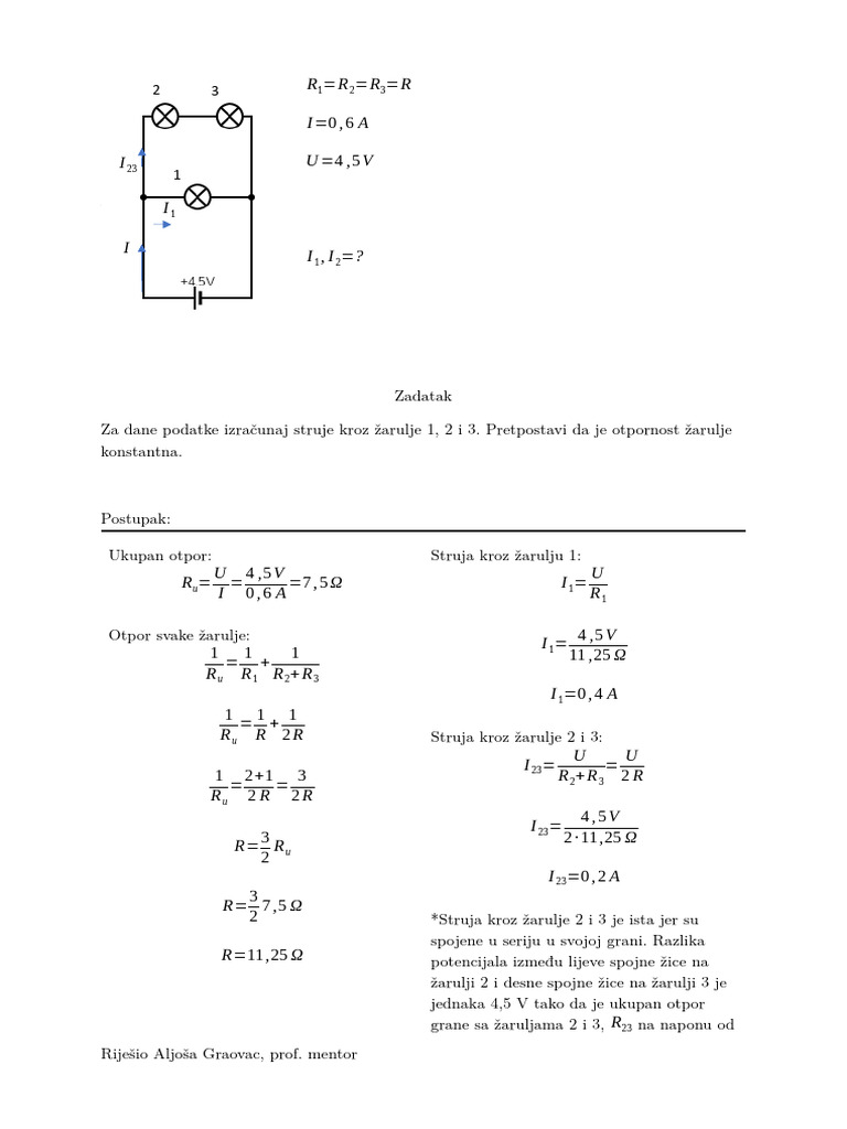 8. razred - elektrodinamika zadatak | PDF