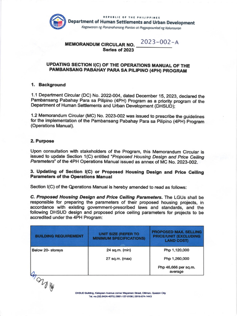 Memorandum Circular No. 2023-002-A With Ops Manual | PDF
