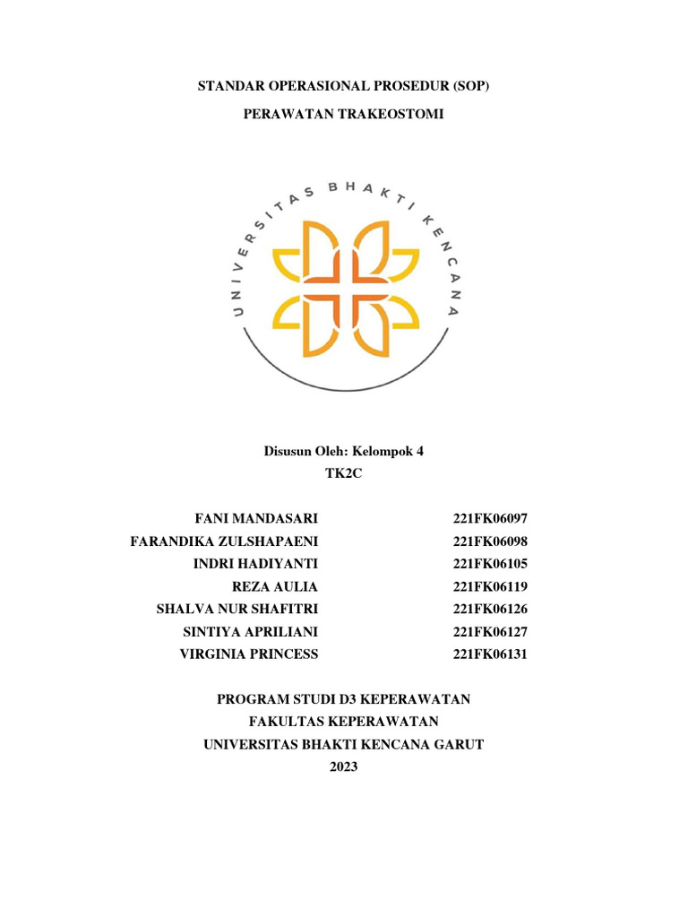 Sop Trakeostomi Kel 4 | PDF