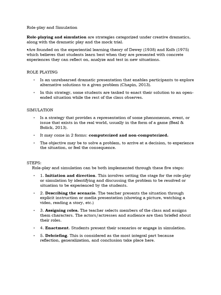 Role Play Simulation | PDF