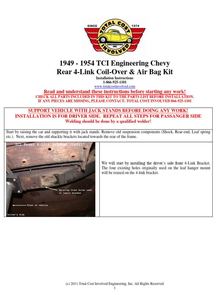 49-54 Chevy Rear Coil-Over 4-Link | PDF