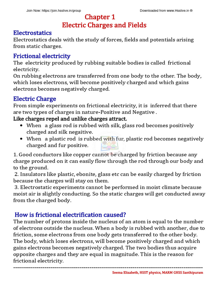 Hsslive Xii Physics All in One Notes by Seema Elizabeth | PDF ...