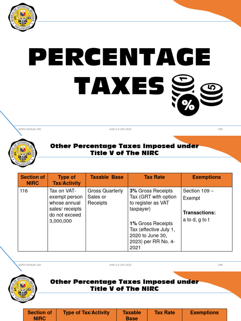 Percentage Taxes | PDF | Taxes | Value Added Tax