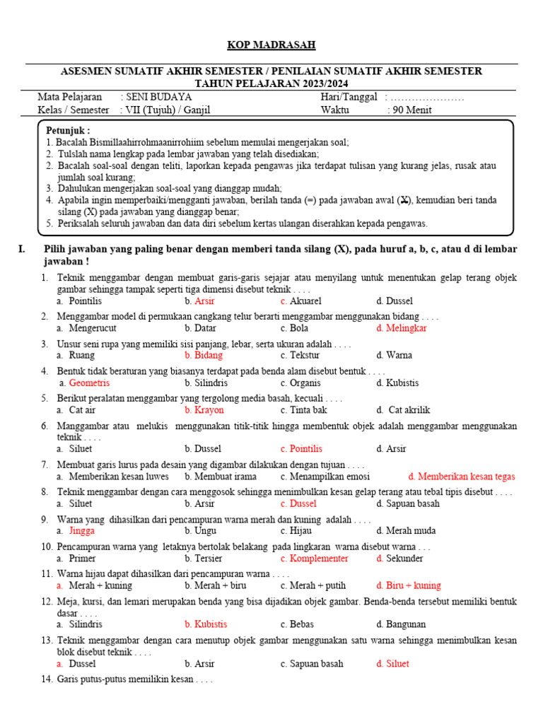 Master Soal Asas-Psas SBK 7 | PDF | Griya & Taman | Seni