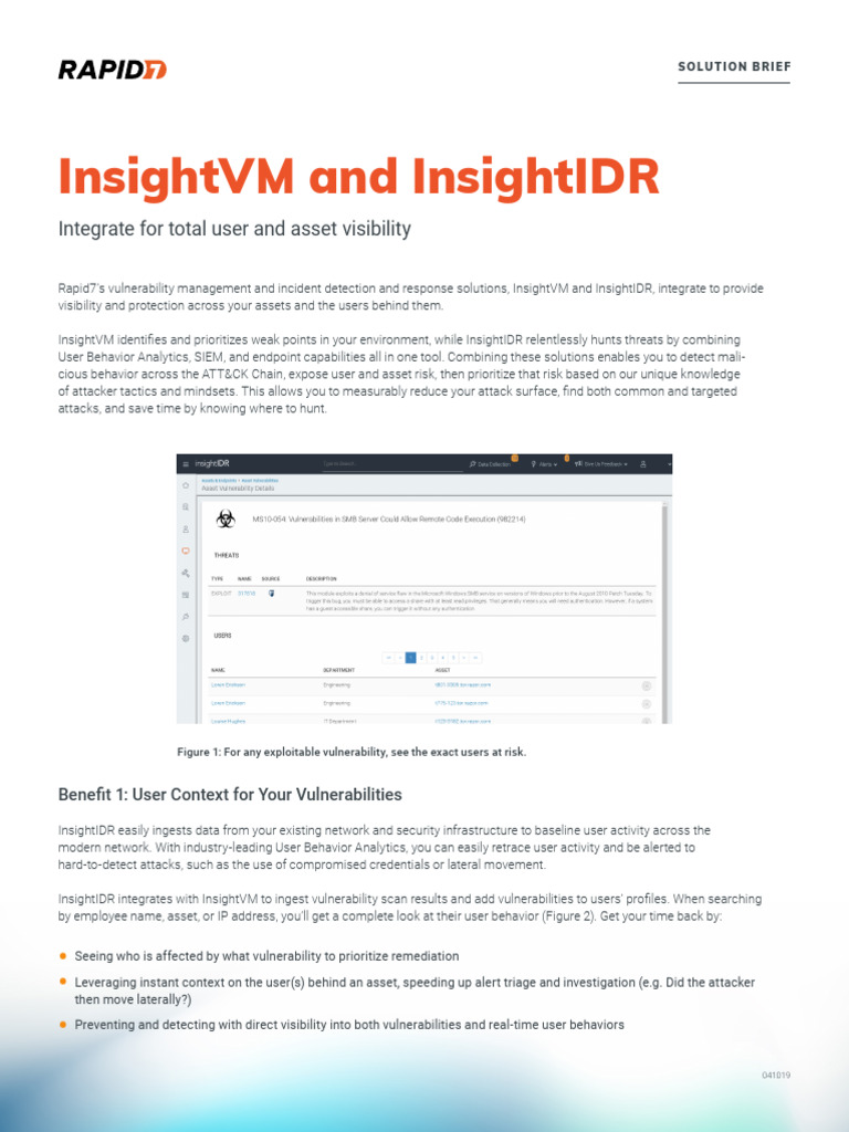Rapid7 - InsightVM and InsightIDR Solution Brief | PDF | Vulnerability ... Rapid7 - InsightVM and InsightIDR Solution Brief | PDF | Vulnerability ...