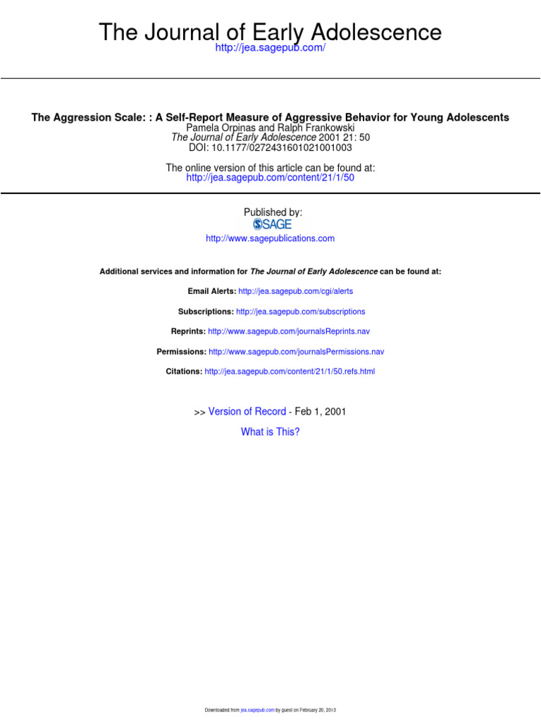 The Aggression Scale | PDF | Factor Analysis | Aggression