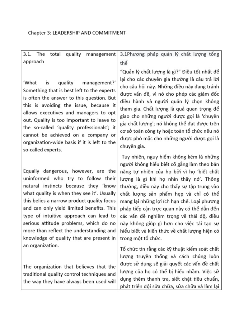 Chapter 3 Leadership and Commitment | PDF