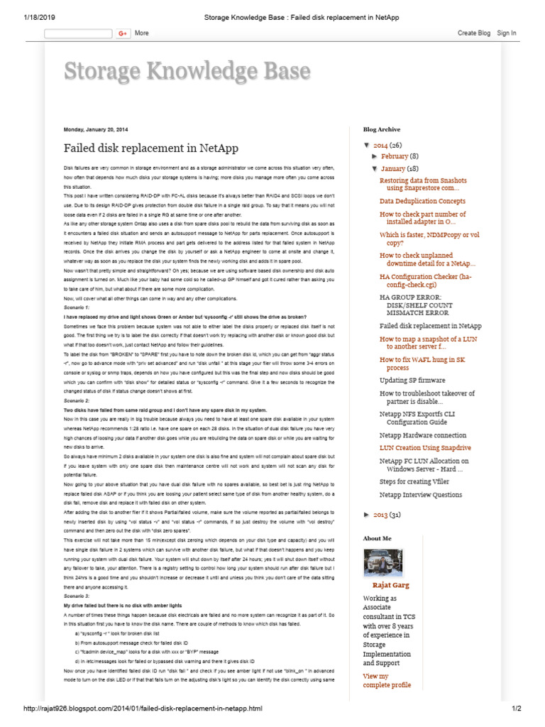 Storage Knowledge Base _ Failed Disk Replacement in NetApp | PDF