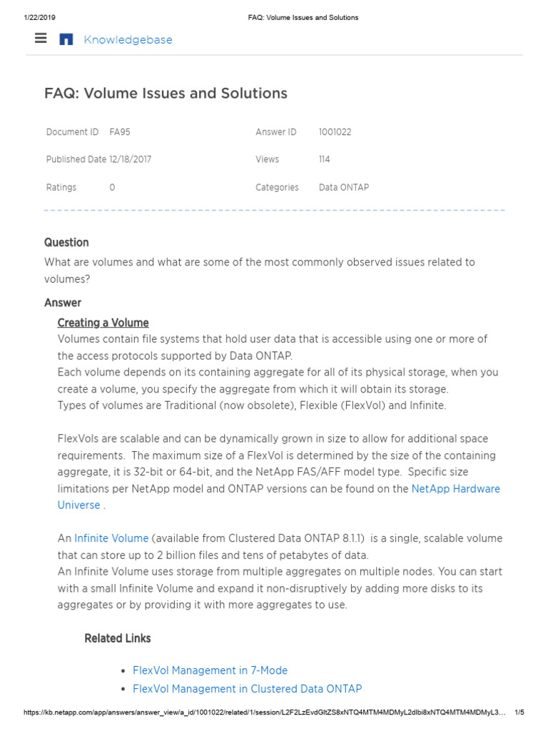 FAQ - Volume Issues and Solutions | PDF