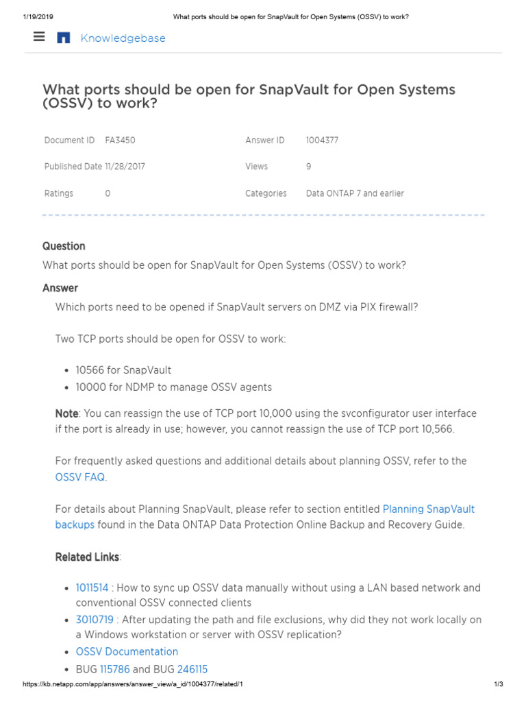 What Ports Should Be Open For SnapVault For Open Systems (OSSV) To Work | PDF | Transmission ...