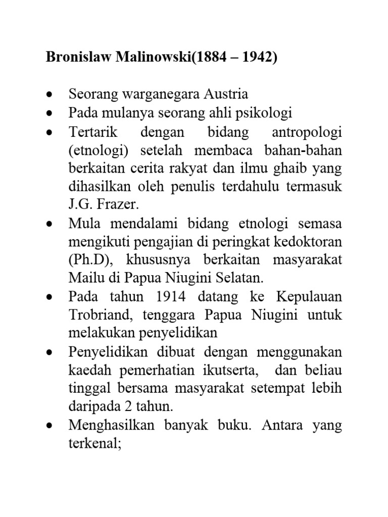 Tokoh Fungsional (Bronislaw Malinowski) | PDF