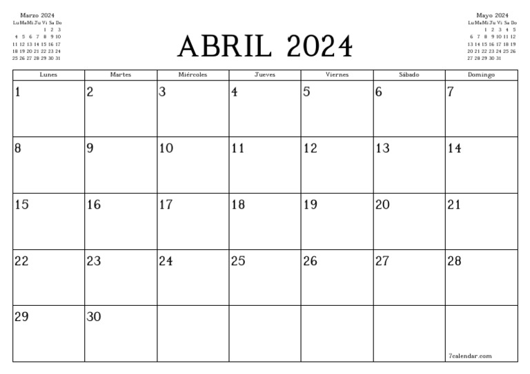 Calendario Abril 2024 | PDF