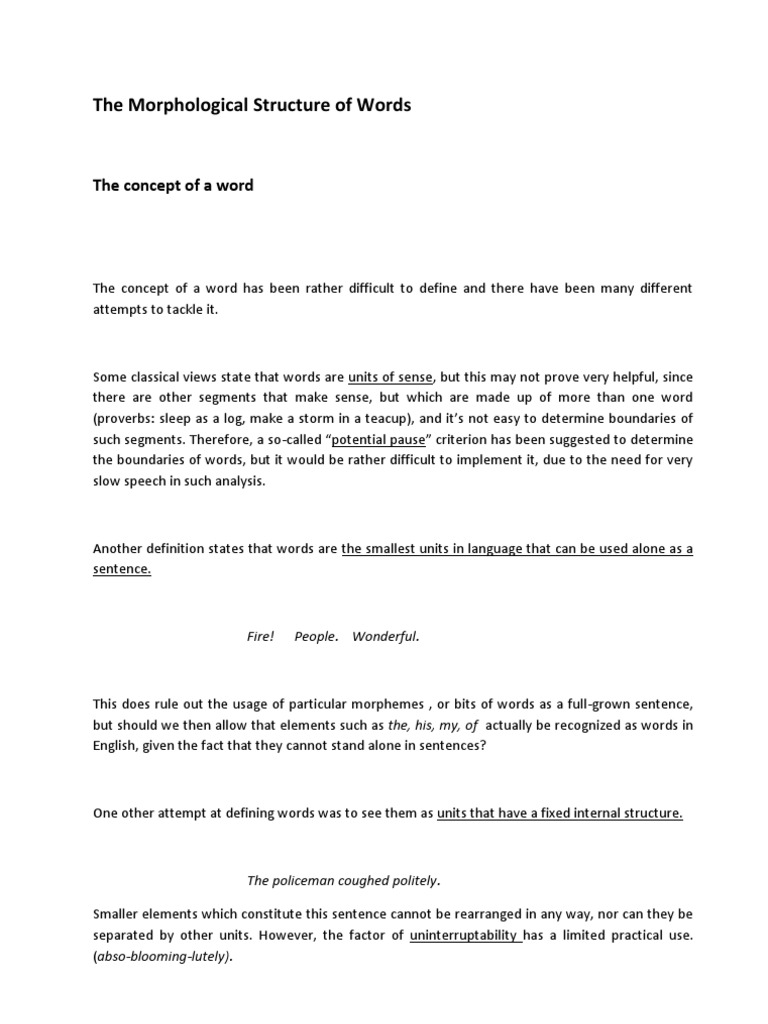 The Morphological Structure of Words, Print | PDF | Morphology ...