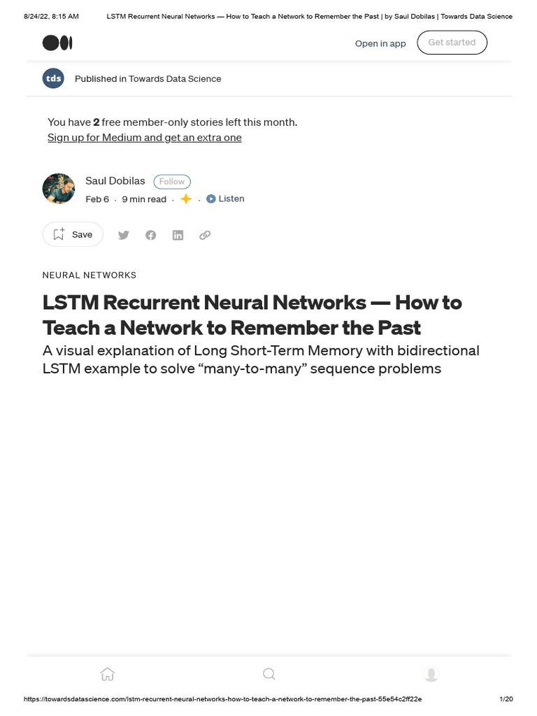 LSTM Recurrent Neural Networks - How To Teach A Network To Remember The Past - by Saul Dobilas ...
