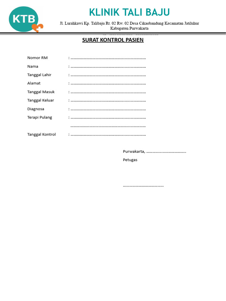 Surat Kontrol Pasien Pdf