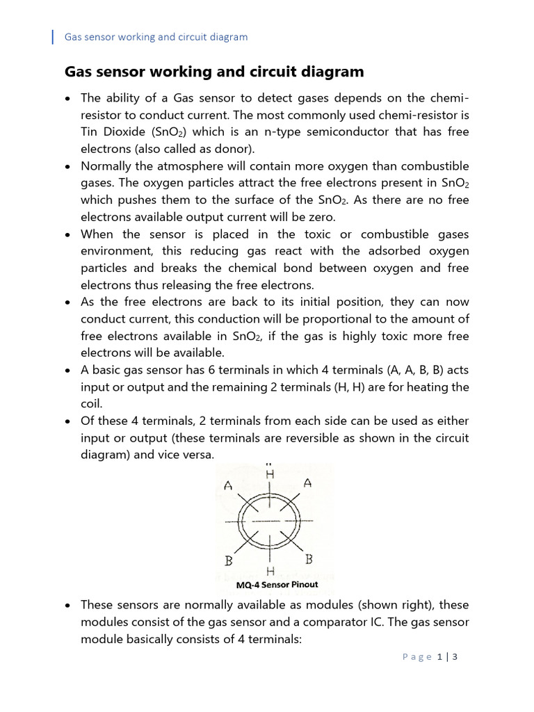Gas Sensor Working and Circuit Diagram | Download Free PDF | Electronic ...