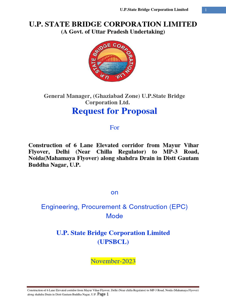 Request For Proposal: U.P. State Bridge Corporation Limited | PDF