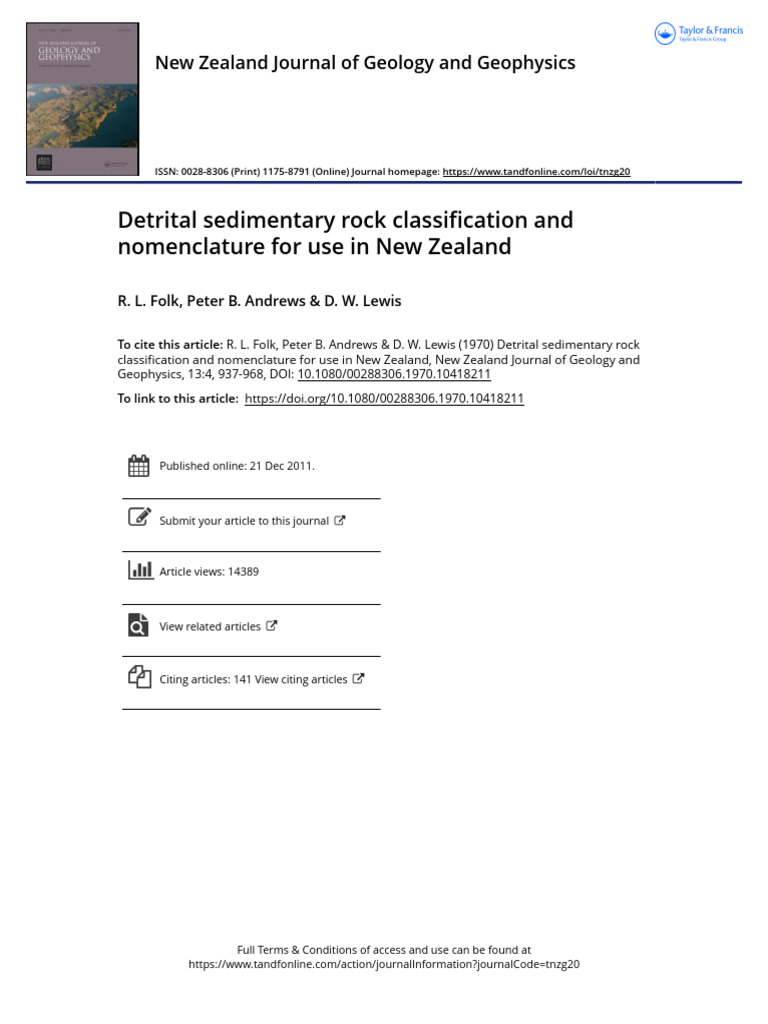 Detrital Sedimentary Rock Classification and Nomenclature For Use in ...