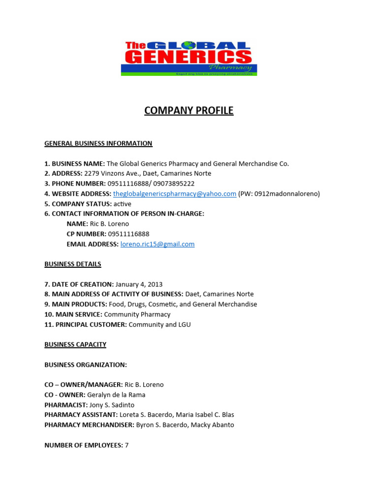 Company Profile - Global Generics | PDF Company Profile - Global Generics | PDF