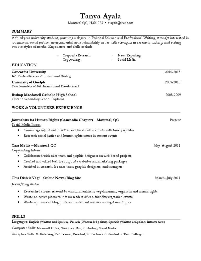 Tanya Ayala - Resume | PDF | Career & Growth | Social Science