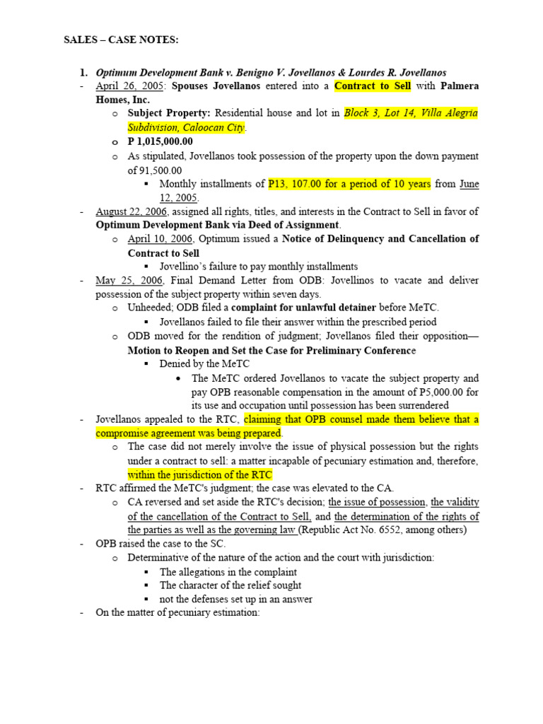 Case Notes | PDF | Deed | Private Law