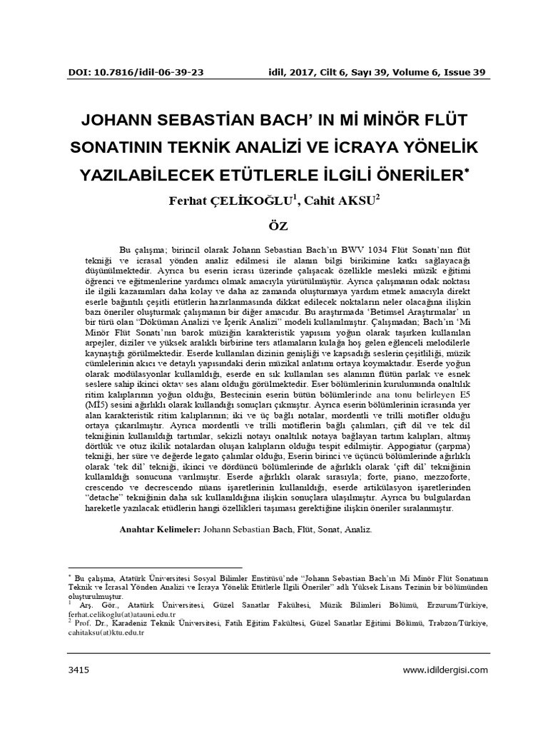An Analysis of Johann Sebastian Bachs e Minor Flu | PDF